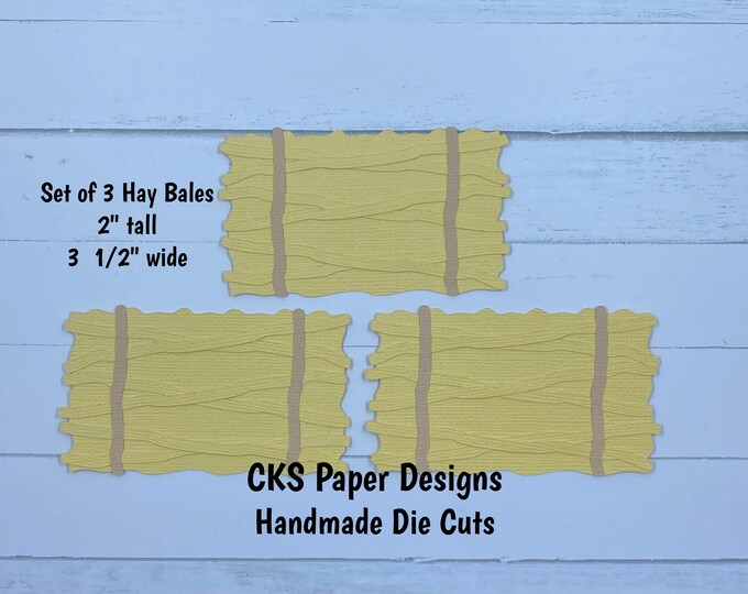 Handmade Paper Die Cut HAY BALES Set of 3 Fall Farm Scrapbook Page ...