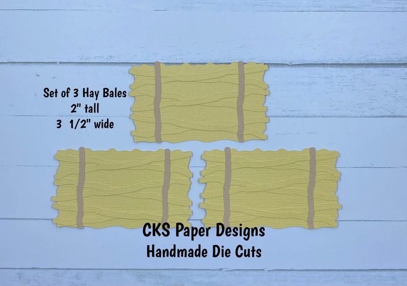 Handmade Paper Die Cut HAY BALES Set of 3 Fall Farm Scrapbook Page ...
