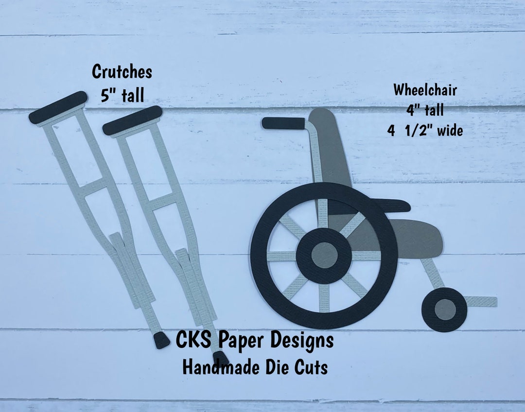 Handmade Paper Die Cut WHEELCHAIR & CRUTCHES Scrapbook Page ...
