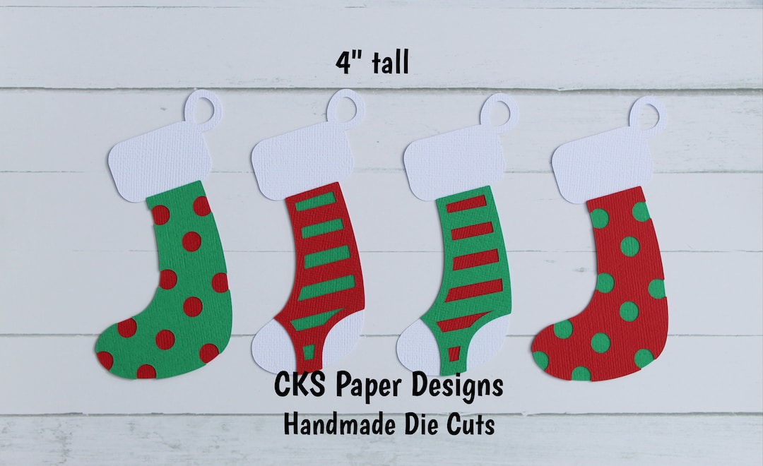 Handmade Paper Die Cut Set of 4 CHRISTMAS STOCKINGS Paper Piecing ...