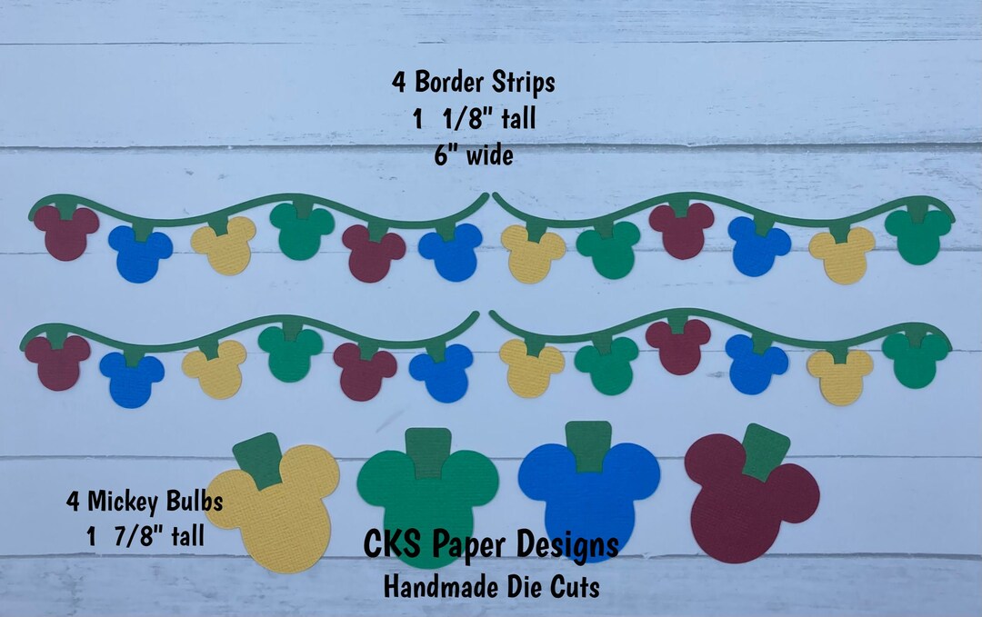 Handmade Paper Die Cut DISNEY CHRISTMAS BORDER Mickey Lights Scrapbook ...