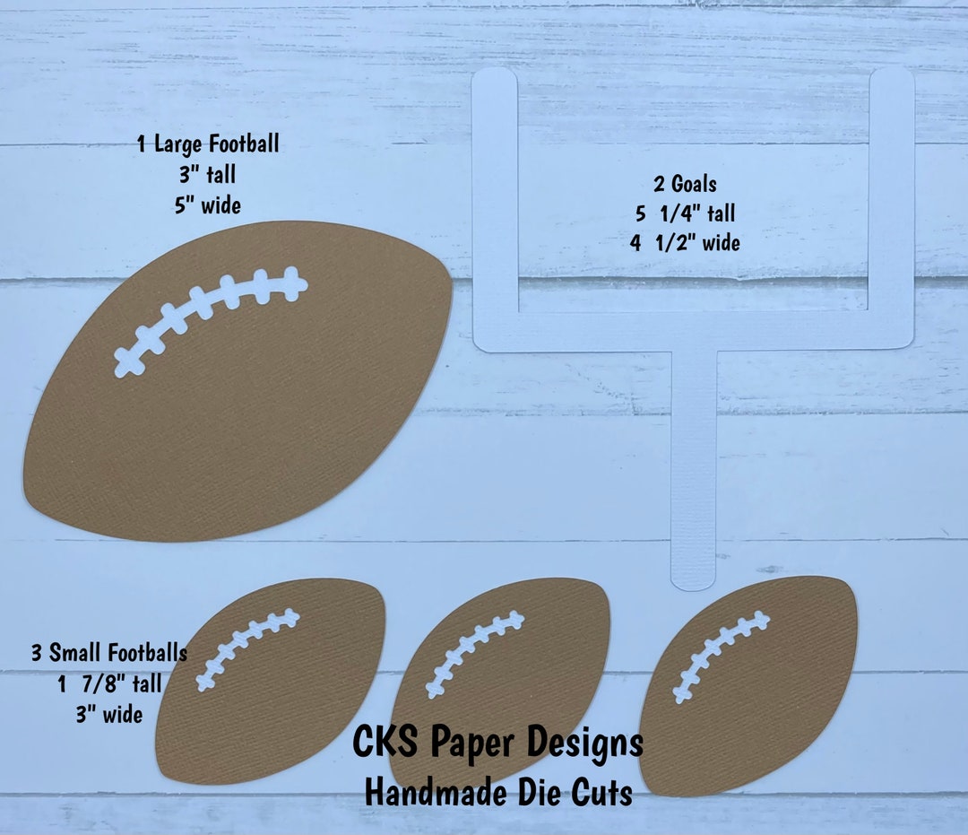 Handmade Paper Die Cut FOOTBALL SET Goal & 4 Footballs Scrapbook Page ...