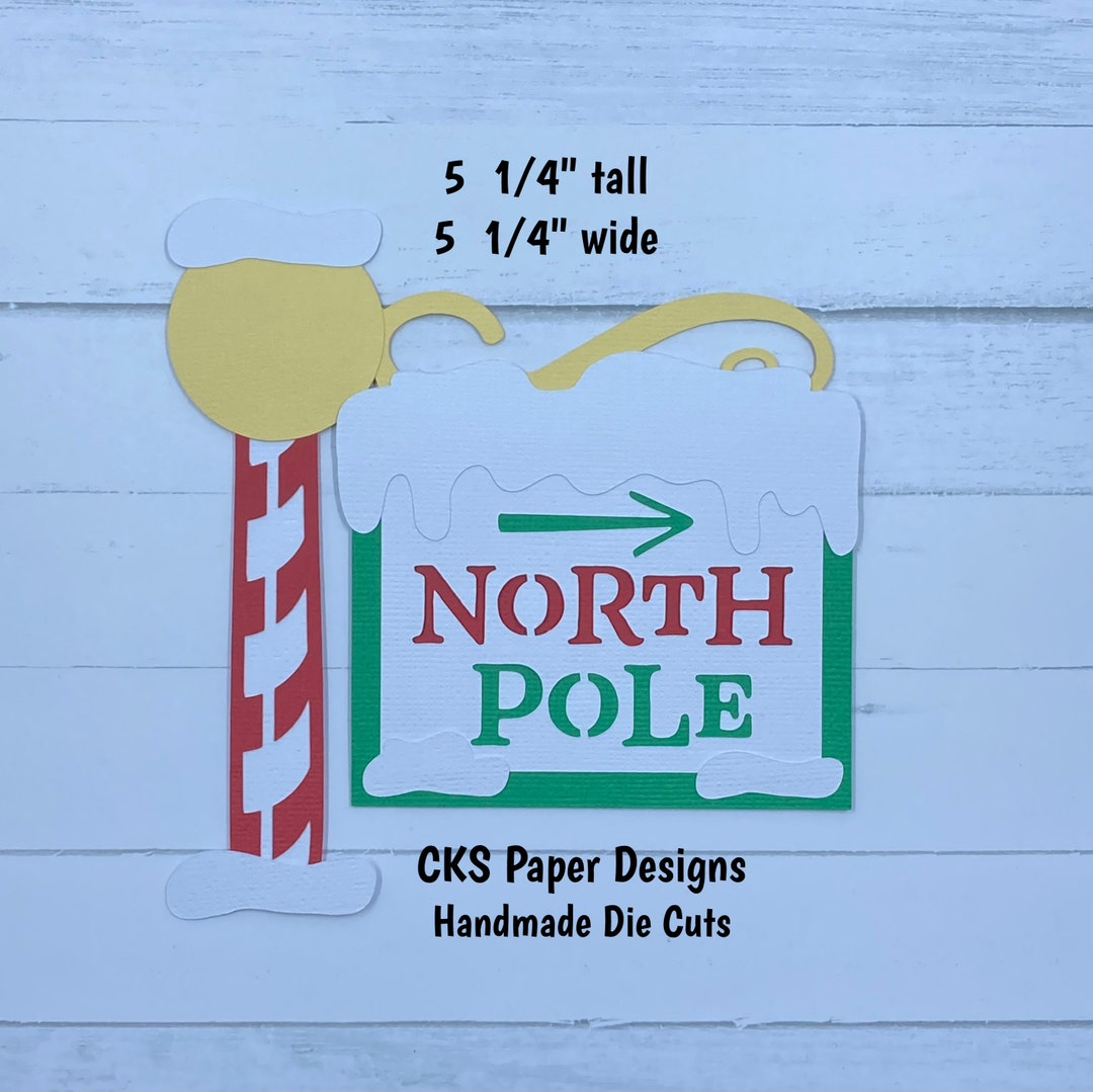 Handmade Paper Die Cut NORTH POLE Sign Title Christmas Paper Piecing ...