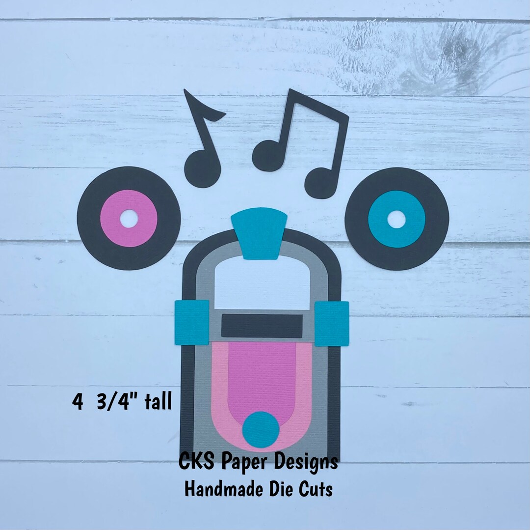 Handmade Paper Die Cut JUKEBOX & RECORDS 50's Dance Scrapbook Page ...