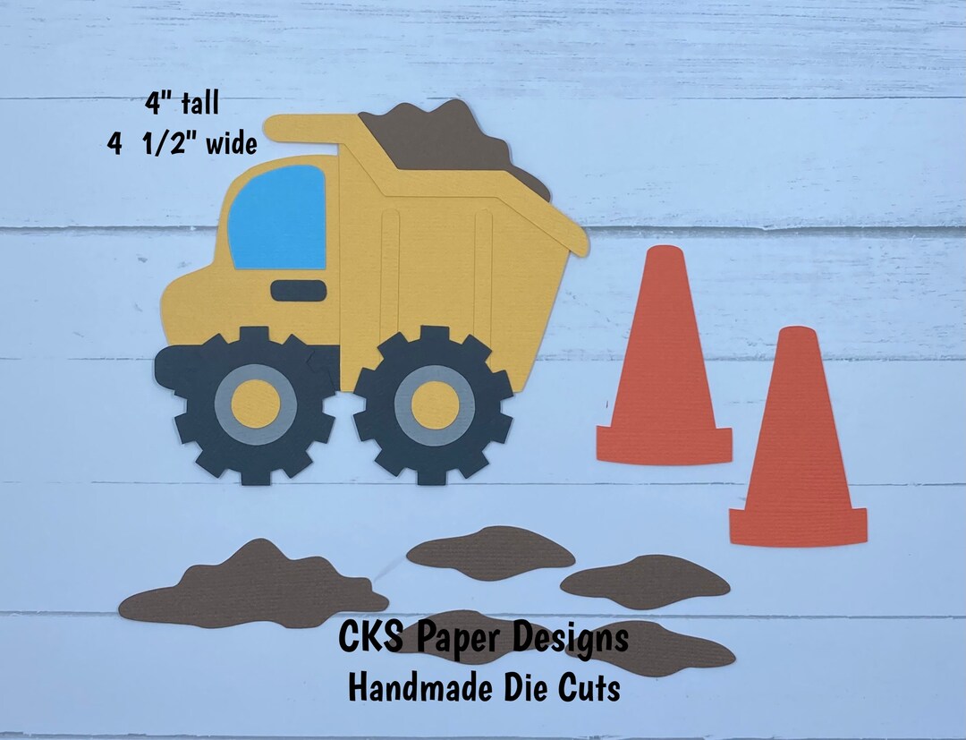 Handmade Paper Die Cut DUMP TRUCK Scrapbook Page Embellishment Cks ...