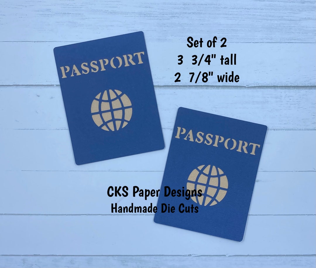 Handmade Paper Die Cut Set of 2 PASSPORTS Travel Vacation Scrapbook ...