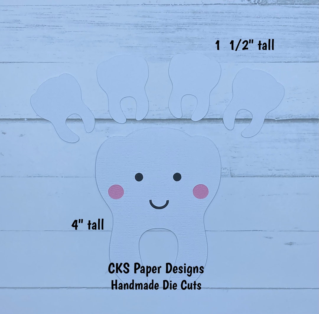 Handmade Paper Die Cut TOOTH/TEETH SET of 5 Scrapbook Page ...