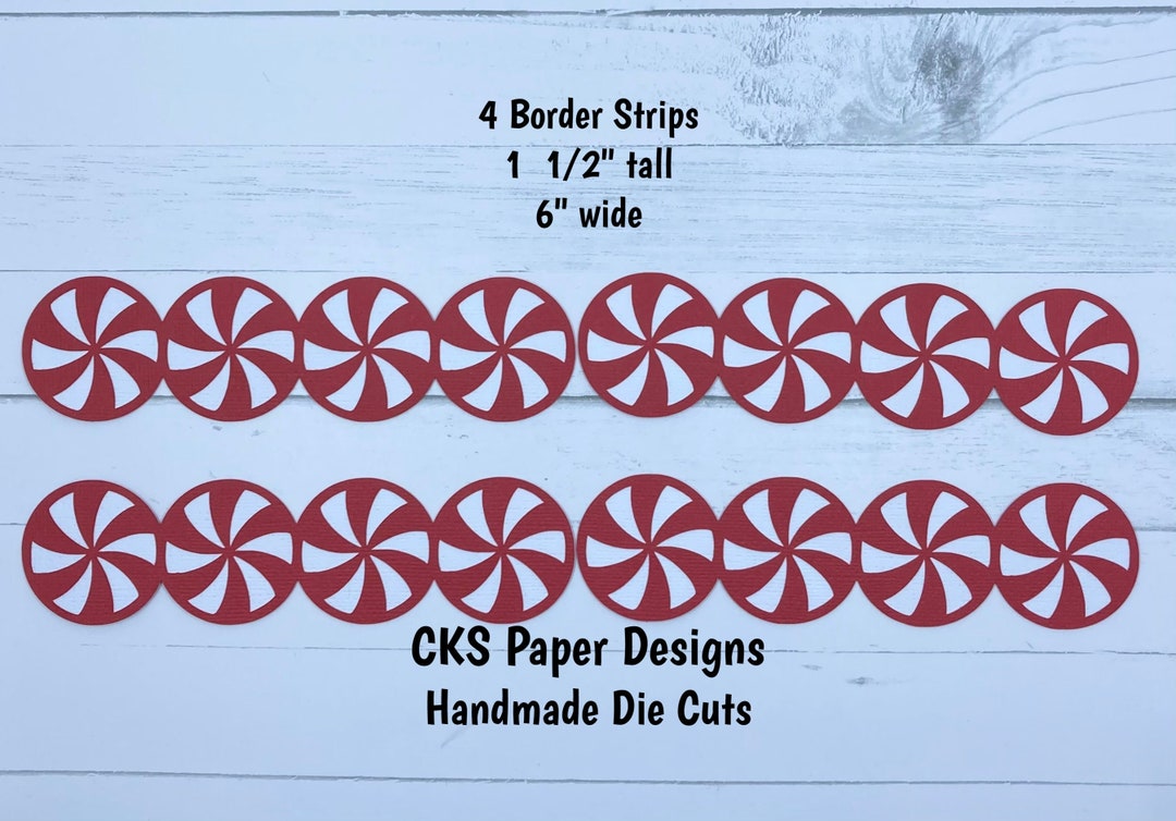 Handmade Paper Die Cut CHRISTMAS PEPPERMINT BORDER Scrapbook Page ...