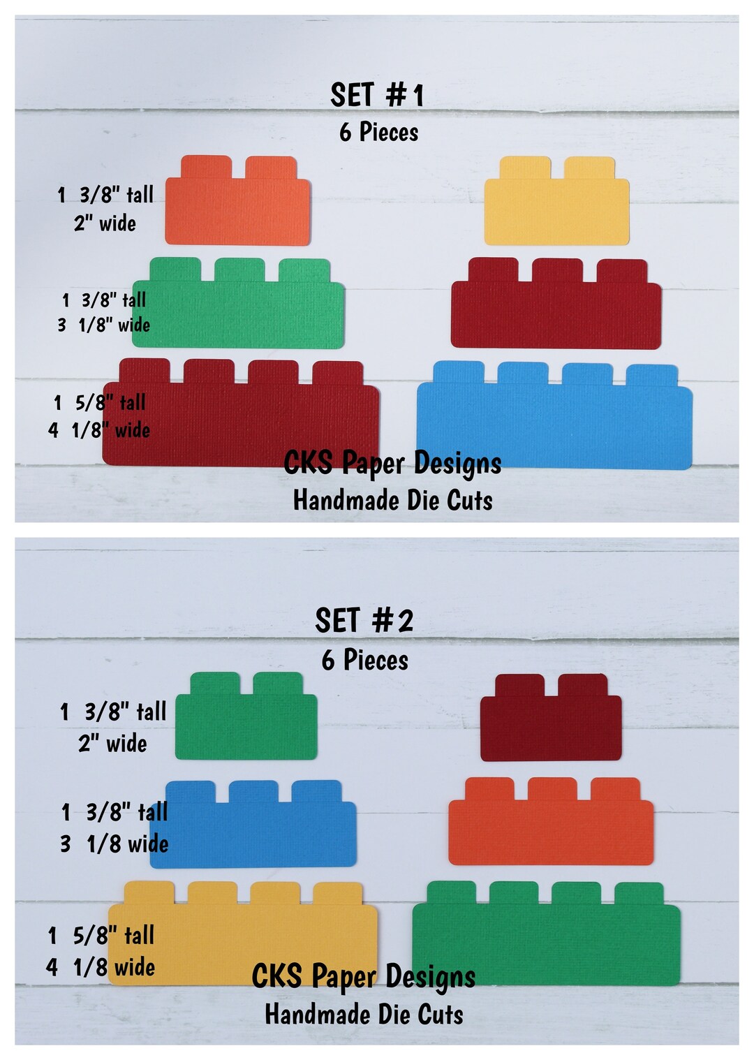 Handmade Paper Die Cut Set of 6 TOY BUILDING BLOCKS Scrapbook Page ...