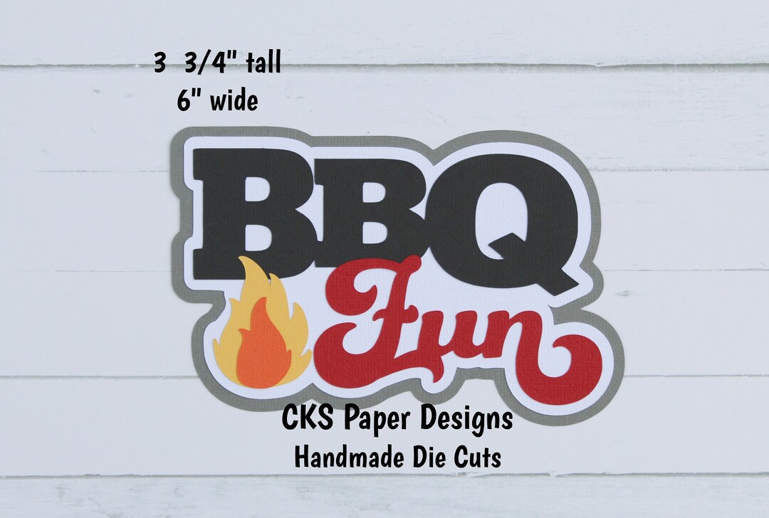 Handmade Paper Die Cut BBQ FUN TITLE Scrapbook Page Embellishment Cks ...