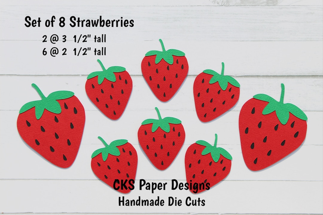 Handmade Paper Die Cut STRAWBERRY SET Scrapbook Page Embellishments Cks ...