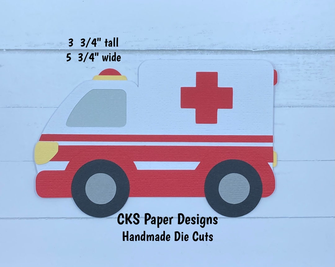 Handmade Paper Die Cut AMBULANCE EMT Paper Piecing Embellishment for ...
