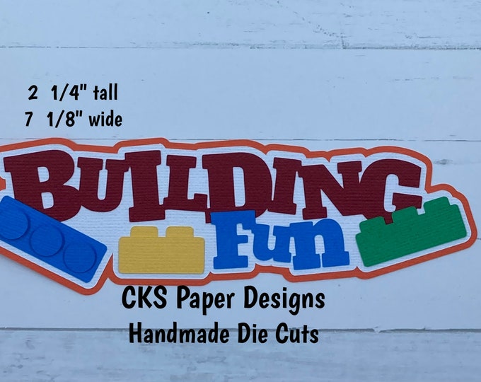 Handmade Paper Die Cut BUILDING FUN Title Blocks Paper Piecing ...