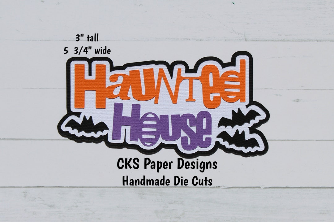 Handmade Paper Die Cut HAUNTED HOUSE Title Scrapbook Page Embellishment ...