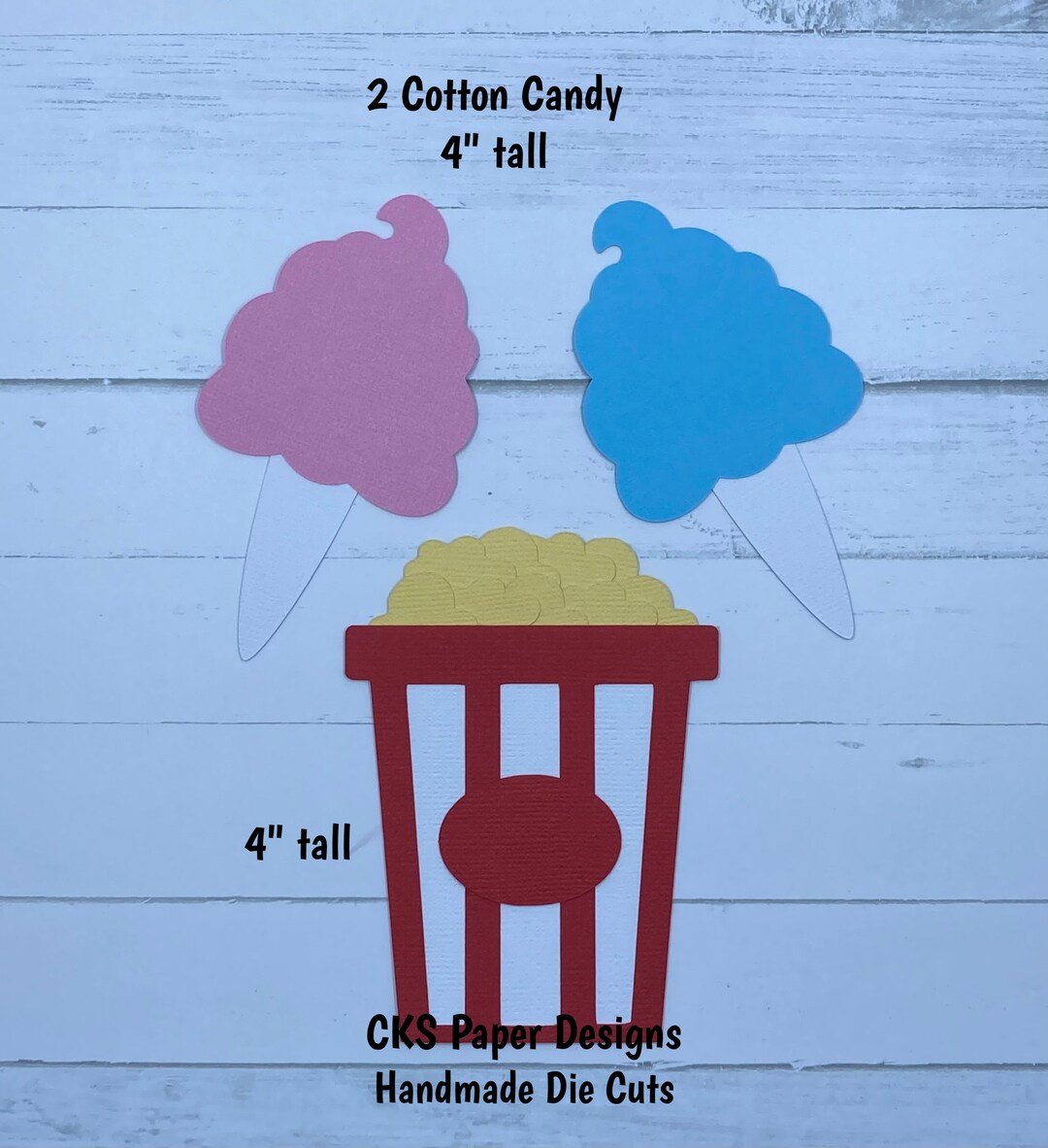Handmade Paper Die Cut POPCORN & COTTON CANDY Carnival Fair Page ...