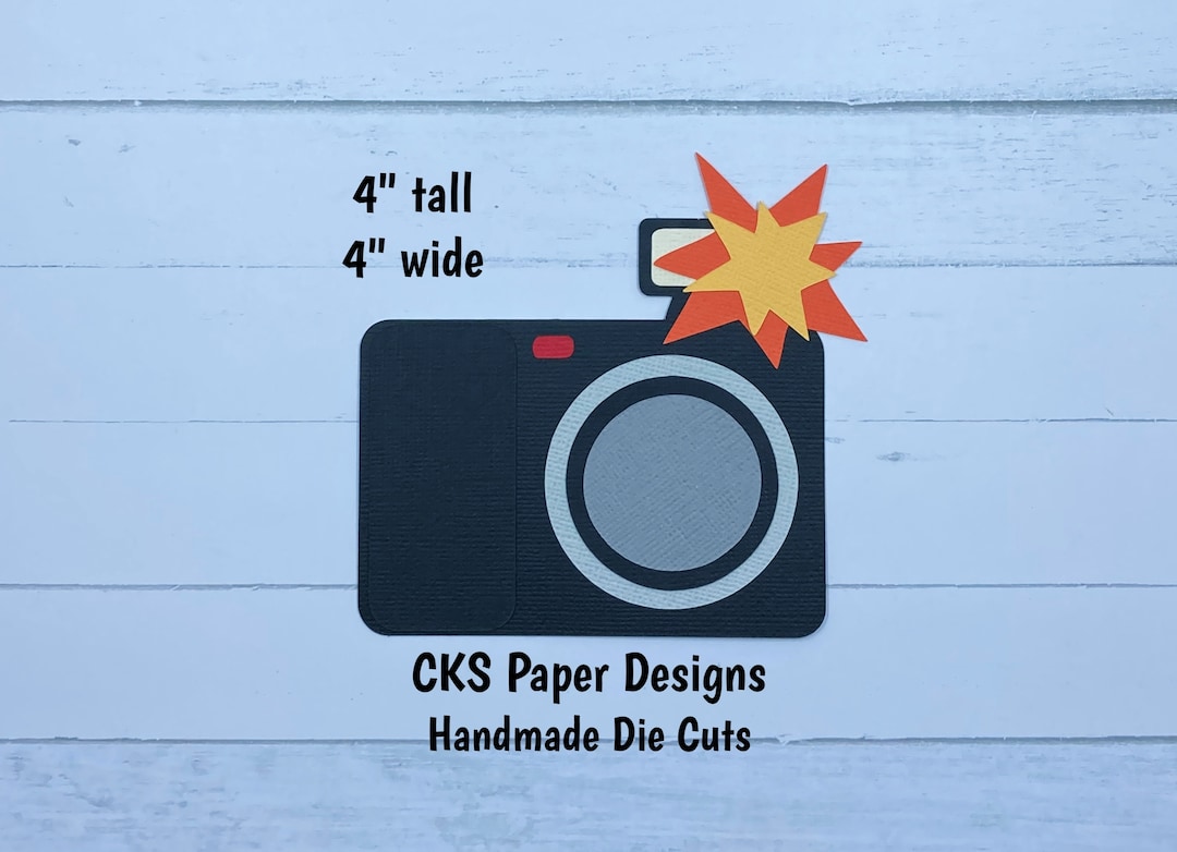 Handmade Paper Die Cut CAMERA (style 1) Scrapbook Page Embellishment ...