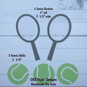 Handmade Paper Die Cut TENNIS RACKETS & 3 TENNIS Balls Scrapbook Page ...