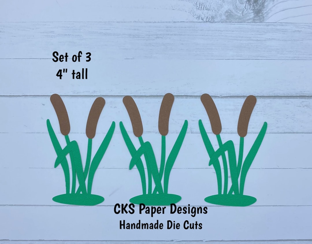 Handmade Paper Die Cut CAT TAILS Set of 3 Cattails Fishing/pond/lake ...