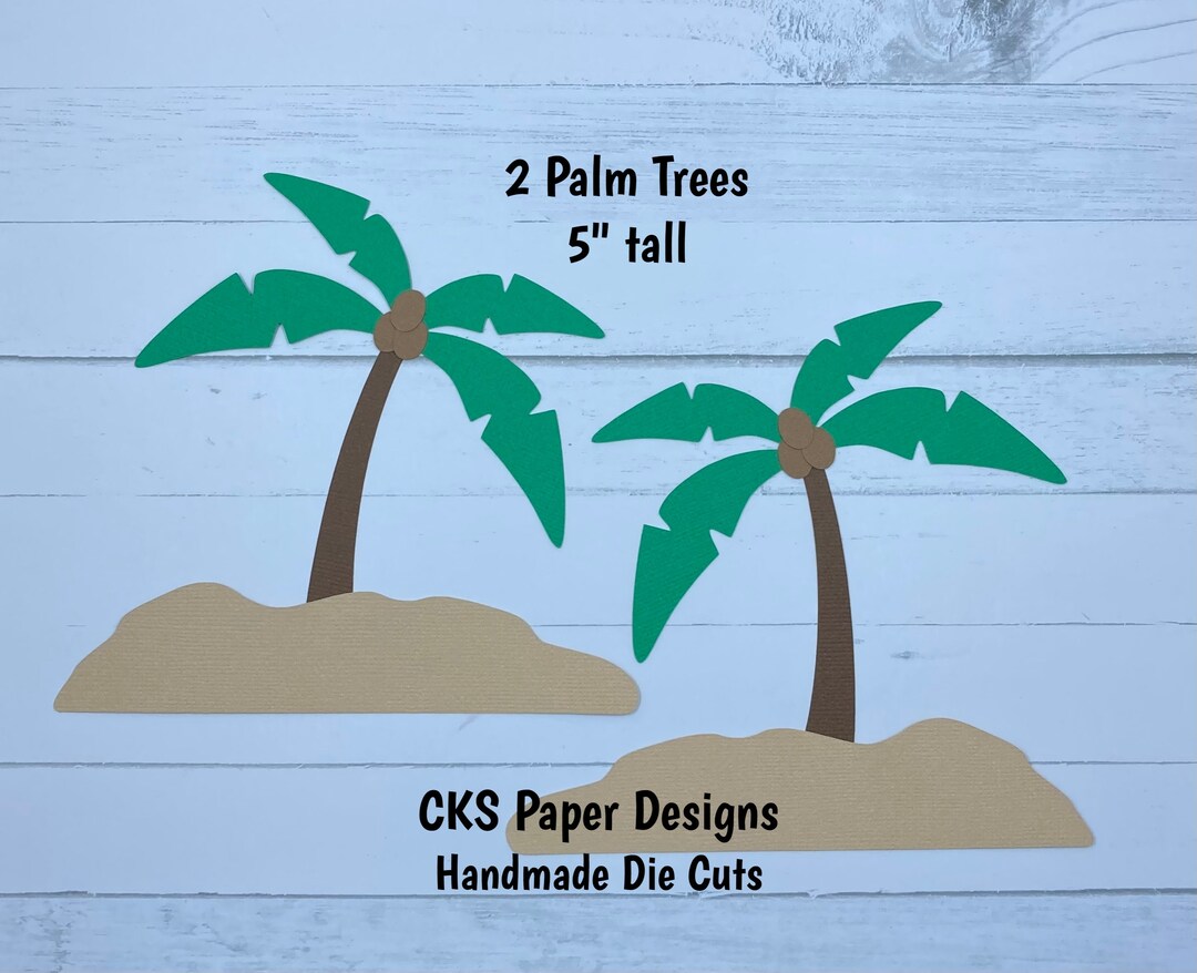 Handmade Paper Die Cut BEACH PALM TREES Set of 2 (style 1) Scrapbook ...