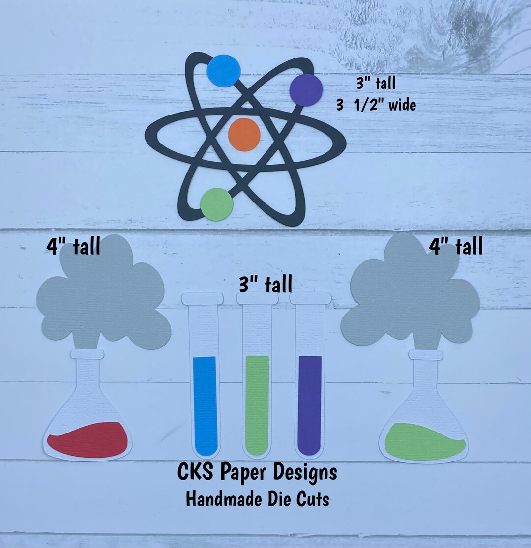 Handmade Paper Die Cut SCIENCE SET Paper Piecing Scrapbook Page ...