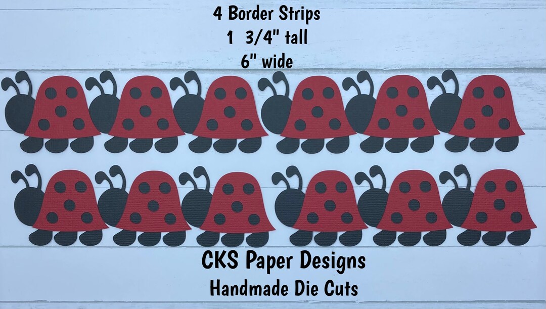 Handmade Paper Die Cut LADYBUG BORDER Scrapbook Page Embellishments Cks ...