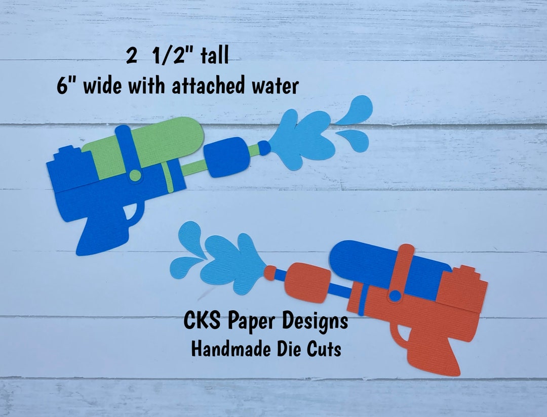 Handmade Paper Die Cut WATER GUNS Set of 2 Scrapbook Page ...