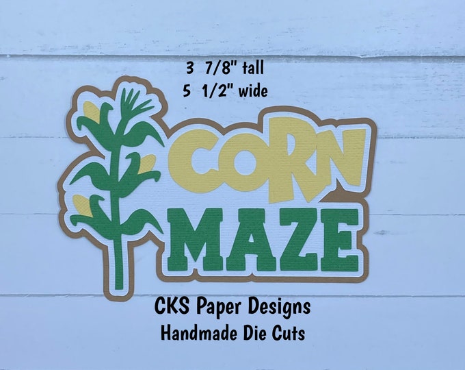Handmade Paper Die Cut CORN MAZE Title Scrapbook Page Embellishment for ...