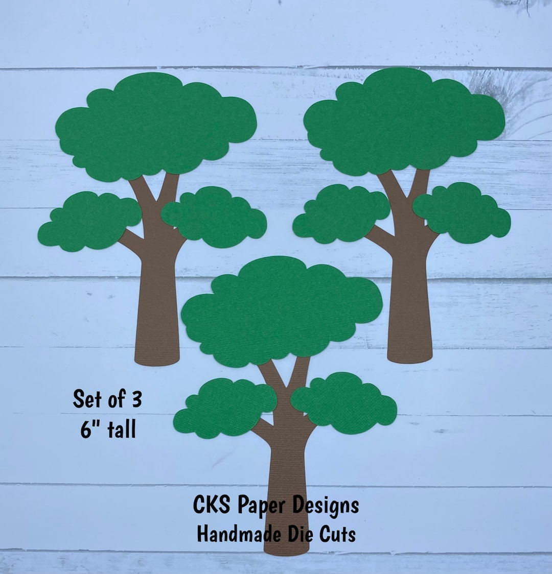 Handmade Paper Die Cut TREES Set of 3 Scrapbook Page Embellishments ...