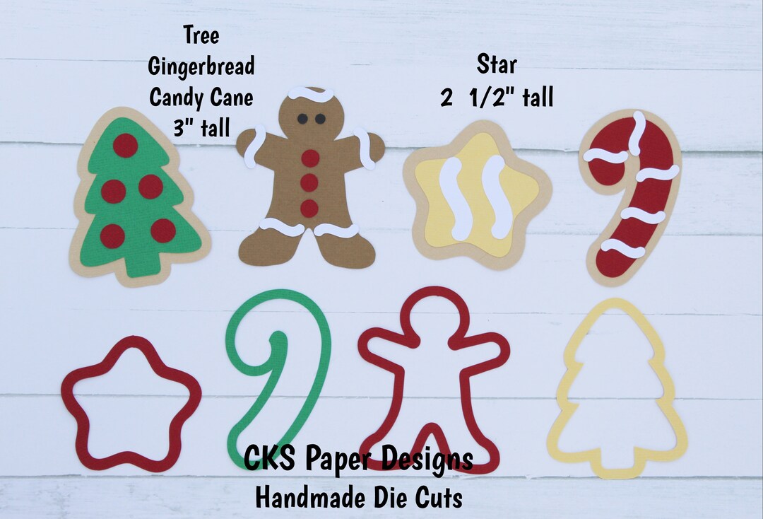 Handmade Paper Die Cut CHRISTMAS COOKIES Set of 4 Paper Piecing ...
