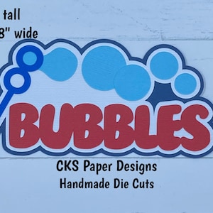 Handmade Paper Die Cut BUBBLES TITLE Scrapbook Page Embellishment Cks ...