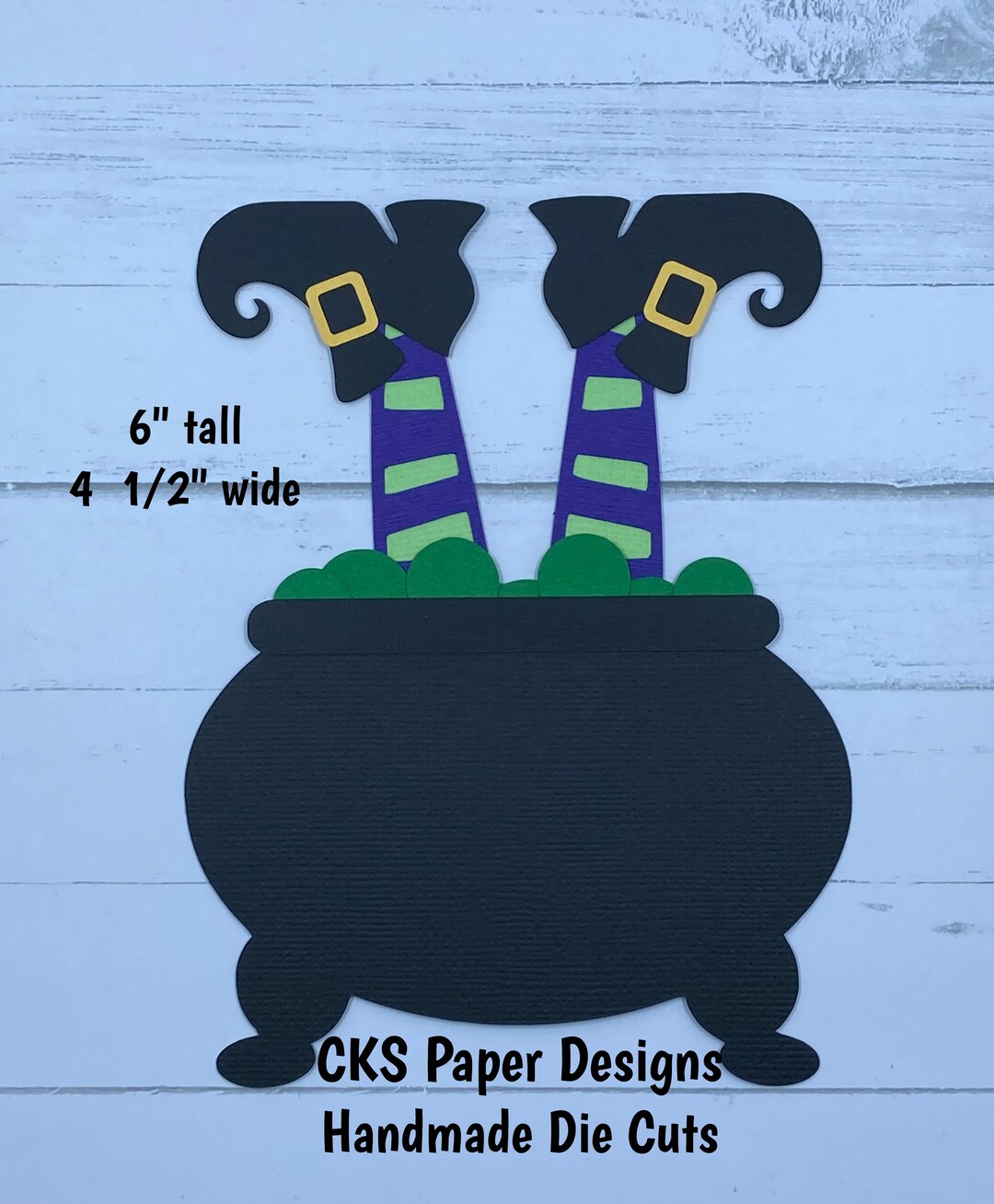 Handmade Paper Die Cut WITCH IN CAULDRON Halloween Scrapbook Page ...