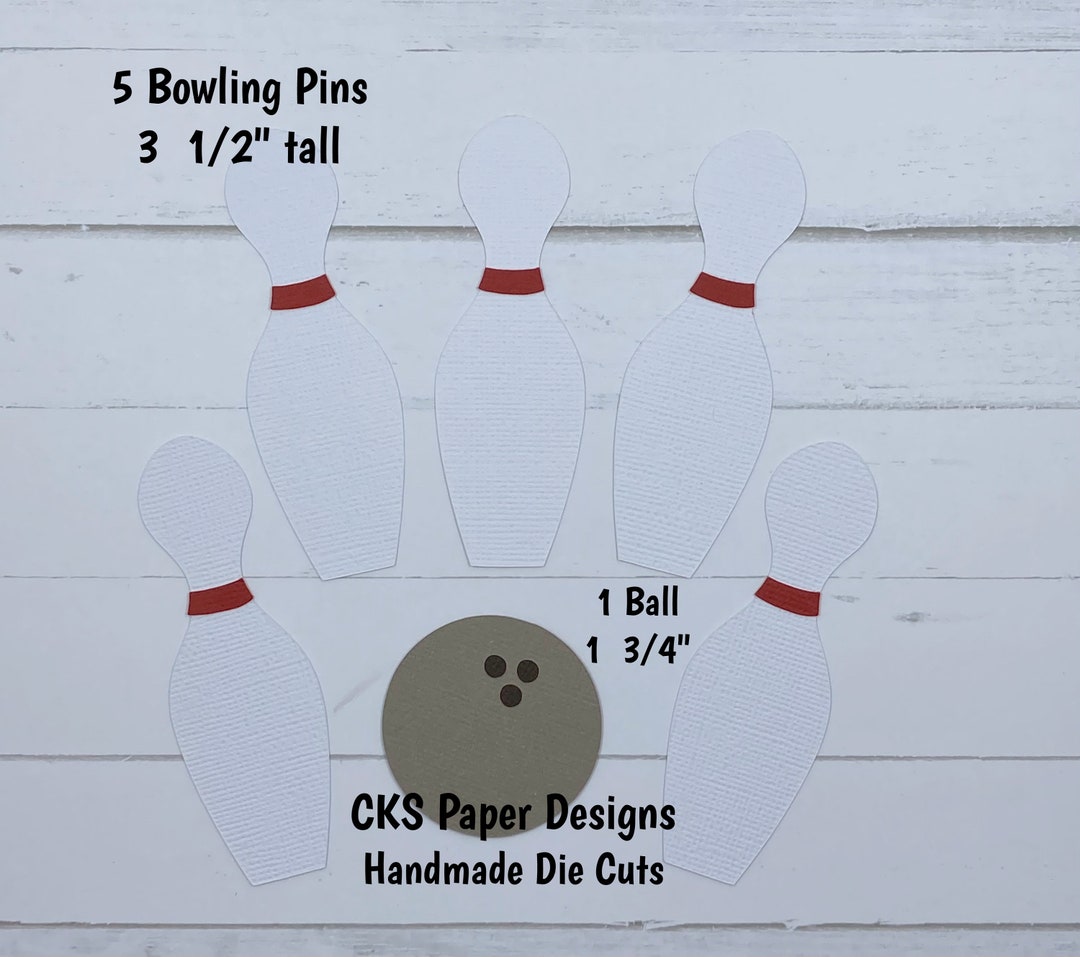 Handmade Paper Die Cut BOWLING SET Ball & Pins Scrapbook Page ...