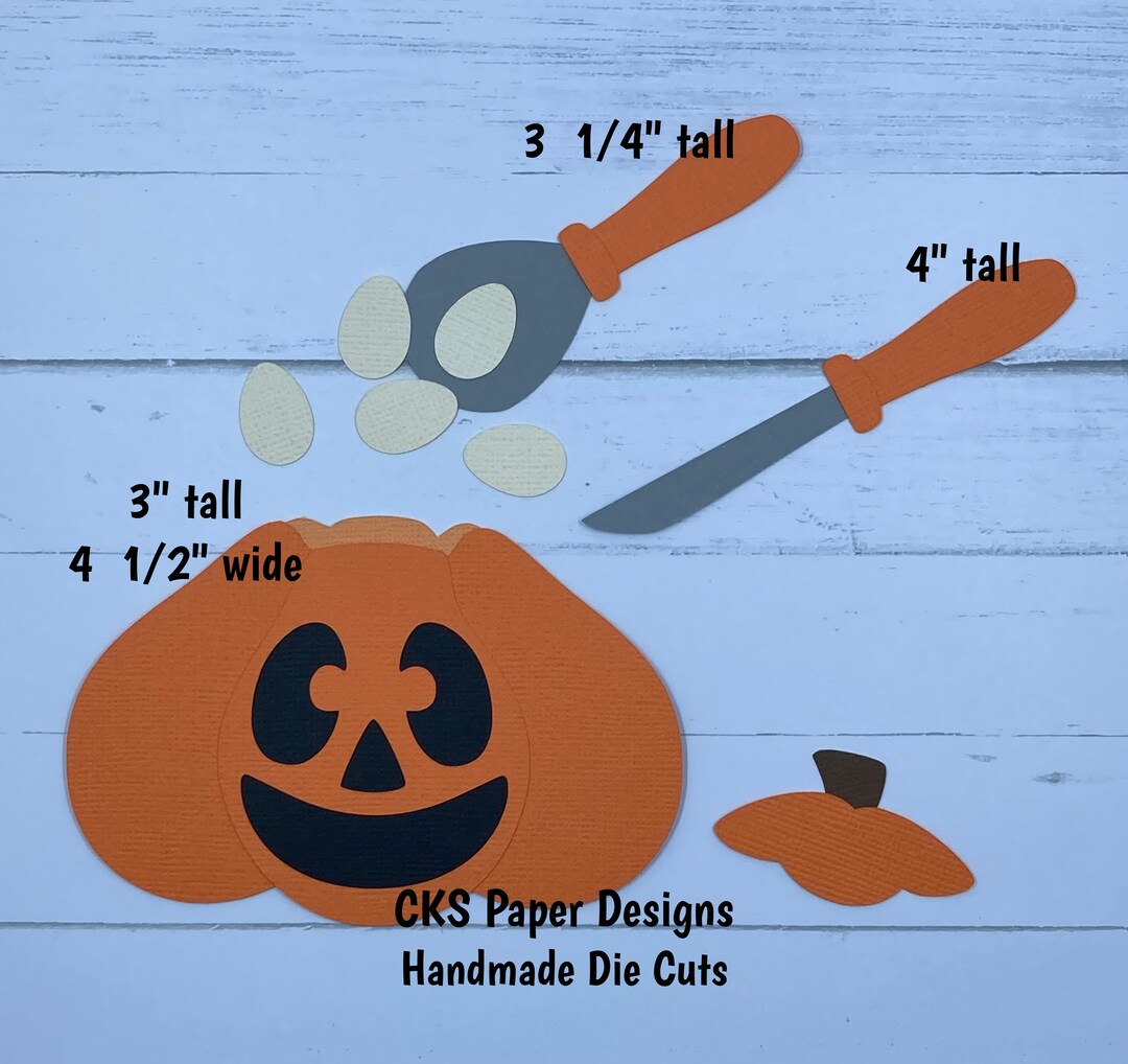 Handmade Paper Die Cut PUMPKIN CARVING SET Paper Piecing Scrapbook ...