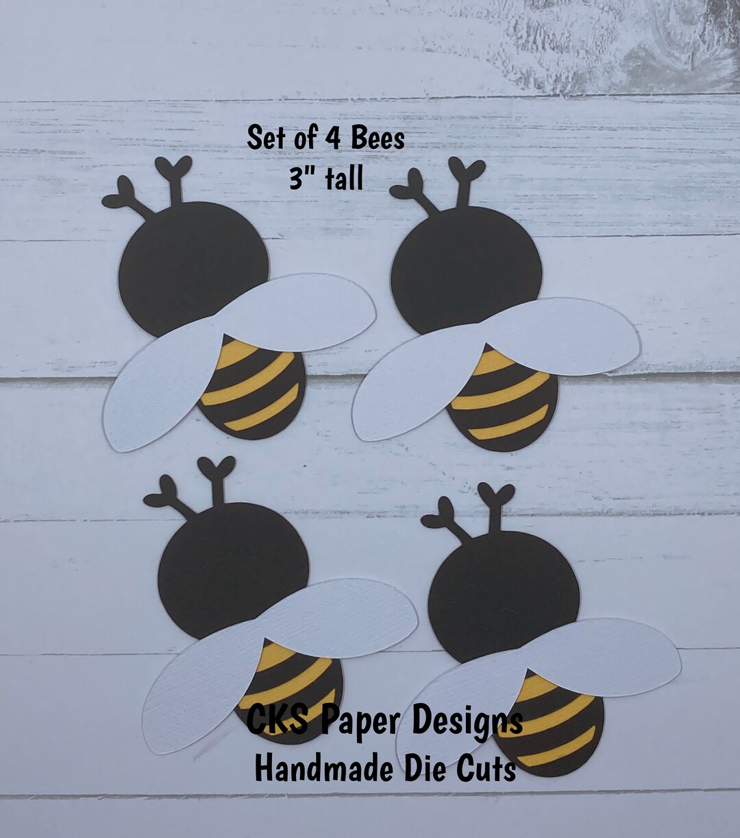 Handmade Paper Die Cut Set of 4 BEES Paper Piecing Scrapbook Page ...