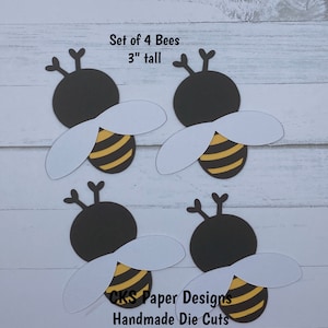 Handmade Paper Die Cut Set of 4 BEES Paper Piecing Scrapbook Page ...