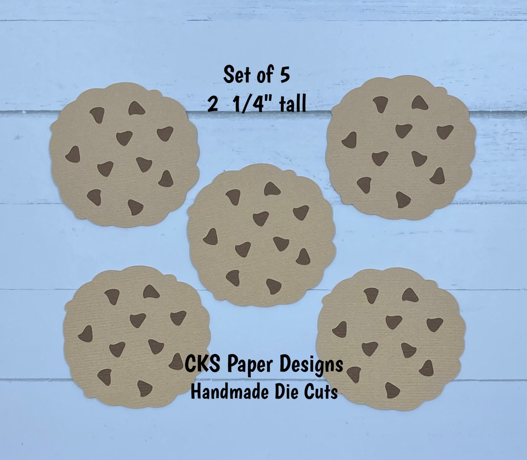Handmade Paper Die Cut Set of 5 Chocolate Chip Cookies Paper Piecing ...