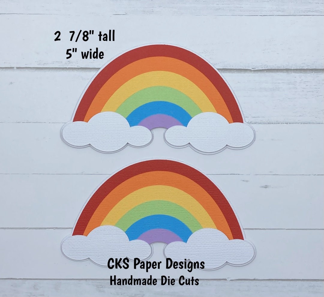 Handmade Paper Die Cut RAINBOWS Set of 2 Scrapbook Page Embellishments ...