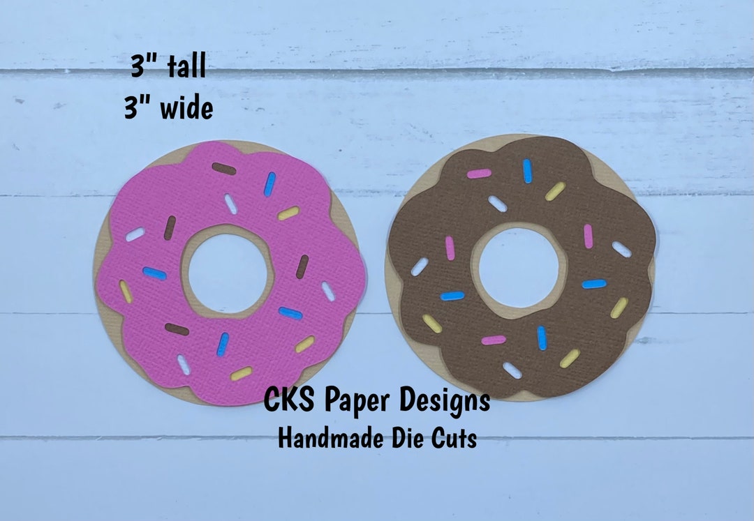 Handmade Paper Die Cut Set of 2 DONUTS Scrapbook Page Embellishments ...