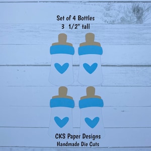 Handmade Paper Die Cut BABY BOY BOTTLES Set of 4 Scrapbook Page ...