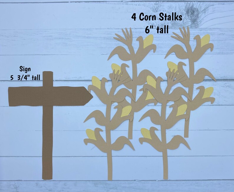 Handmade Paper Die Cut CORN STALKS & Sign Paper Piecing Scrapbook ...