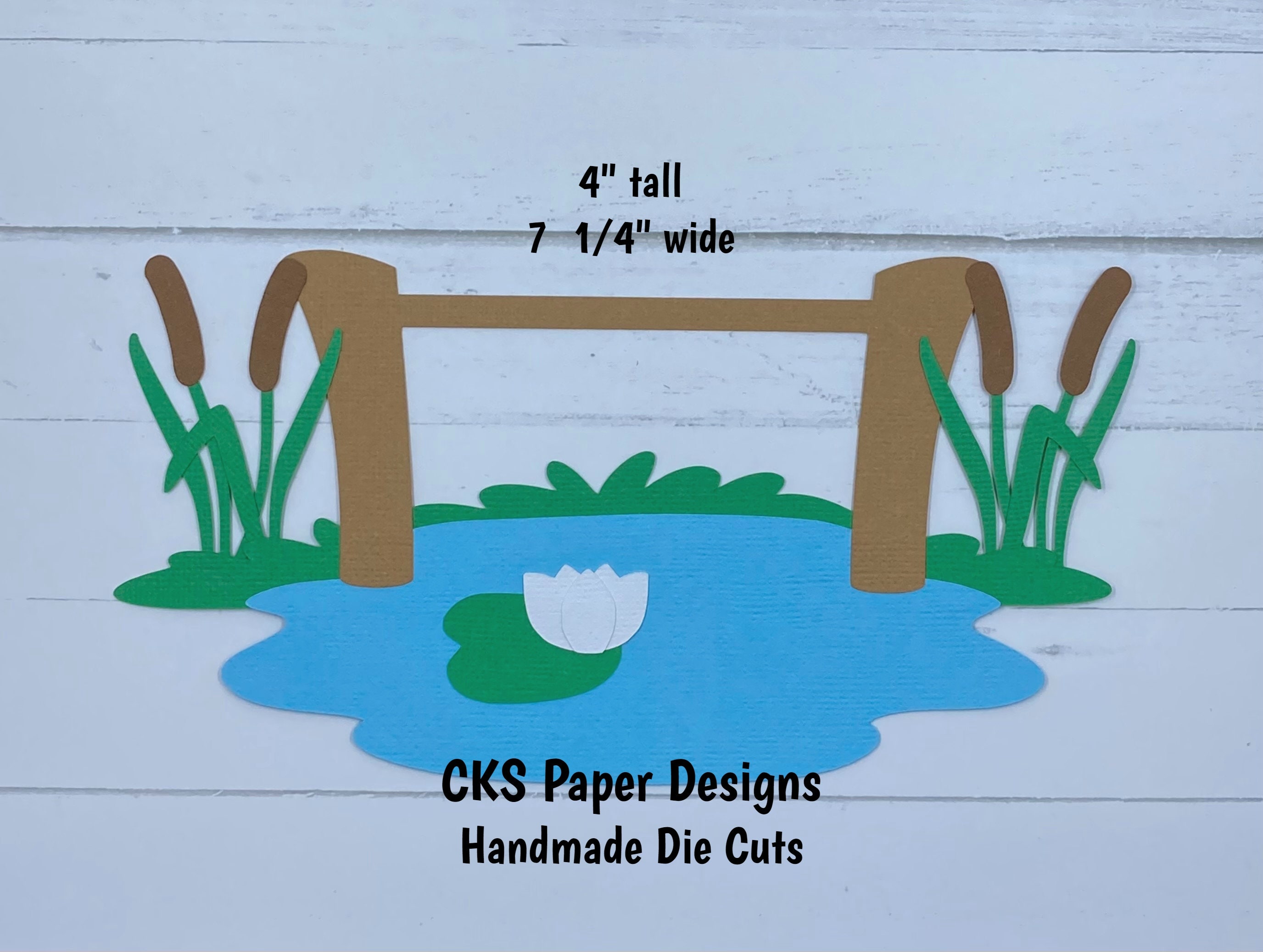 Handmade Paper Die Cut Fishing Dock/pond Scrapbook Page Embellishment ...