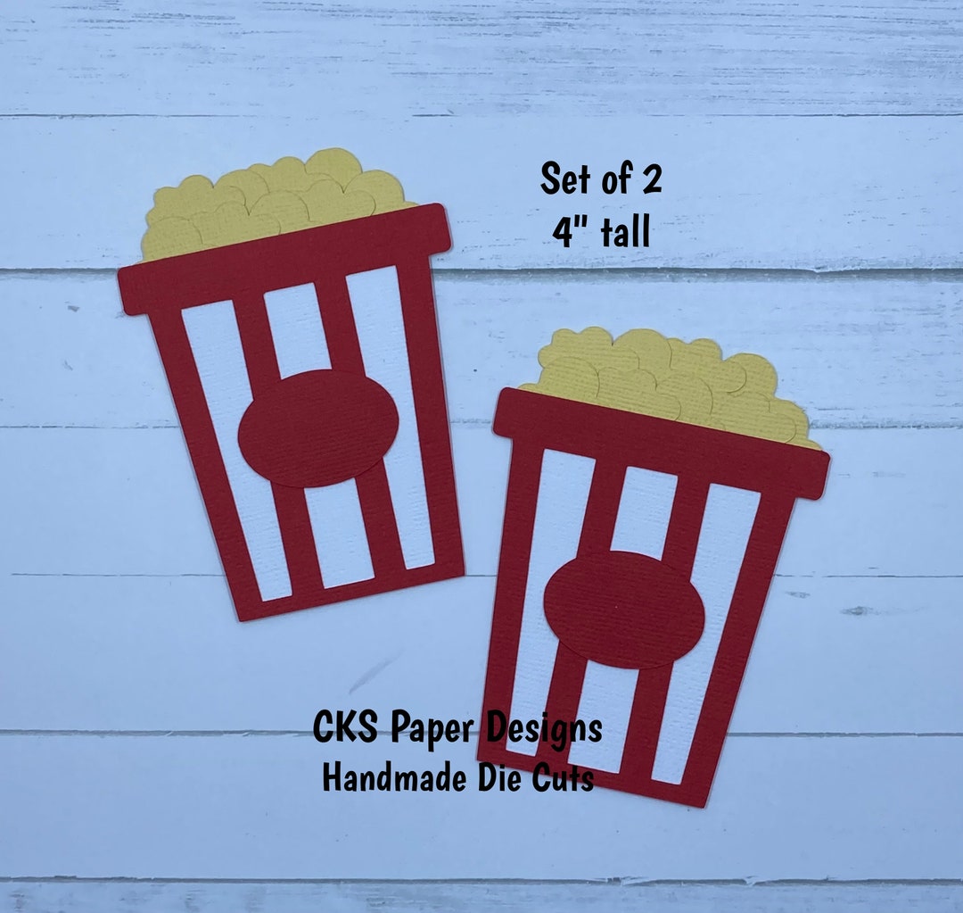 Handmade Paper Die Cut Set of 2 Popcorn Tubs Scrapbook Page ...
