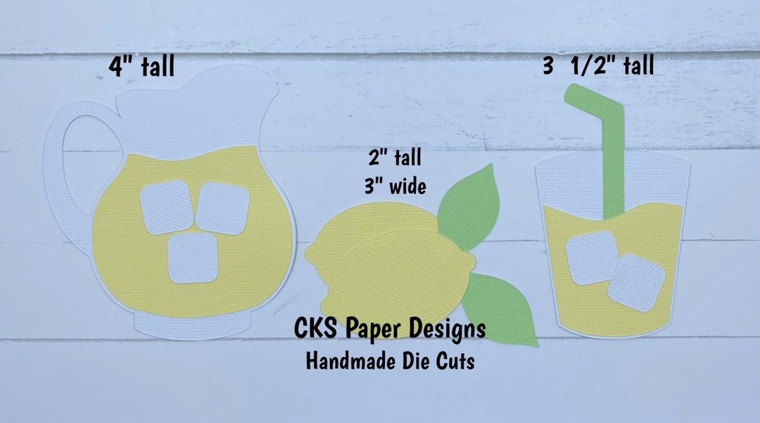 Handmade Paper Die Cut LEMONADE SET Paper Piecing Scrapbook Page ...