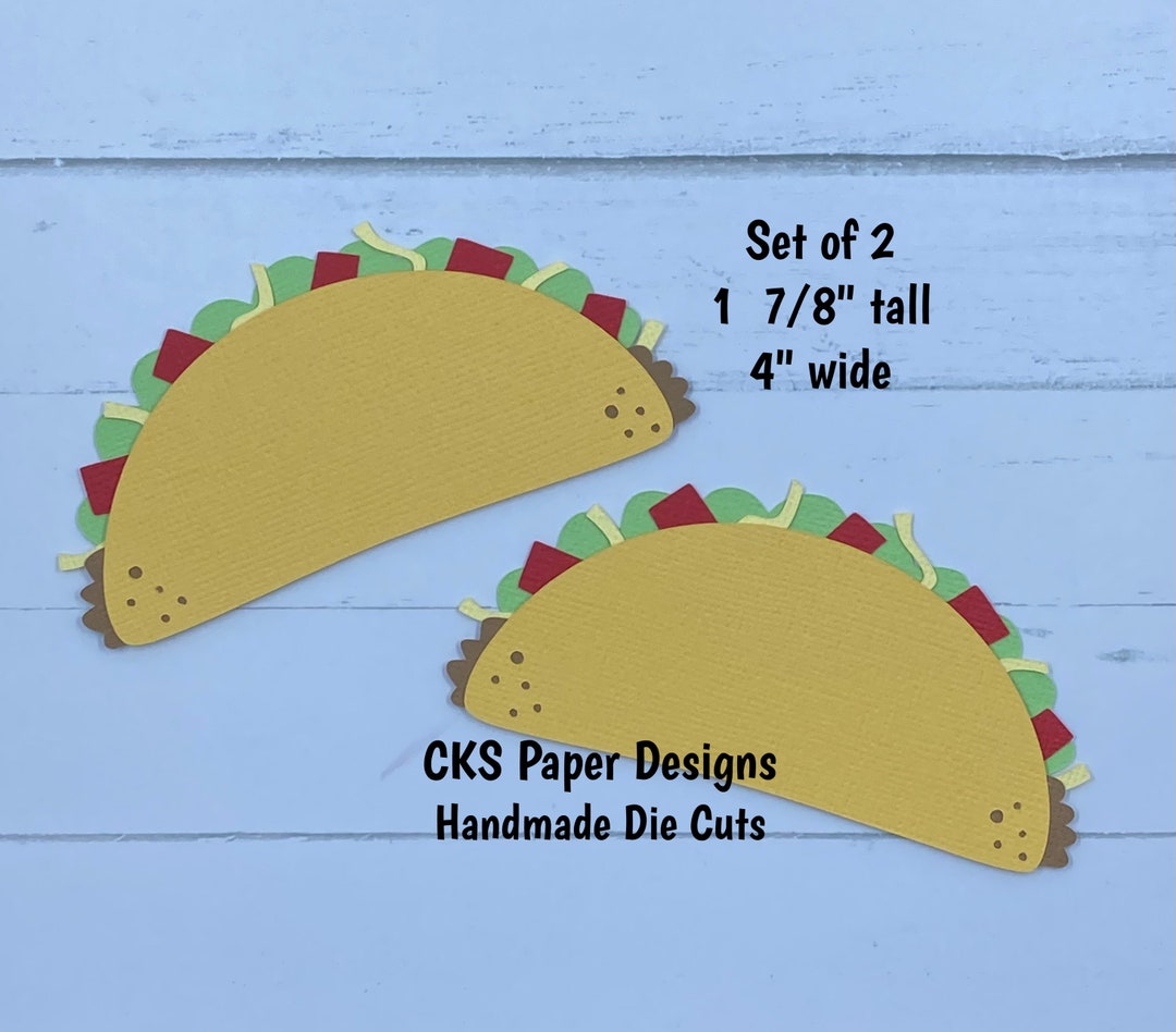 Handmade Paper Die Cut Set of 2 TACOS Scrapbook Page Embellishments Cks ...