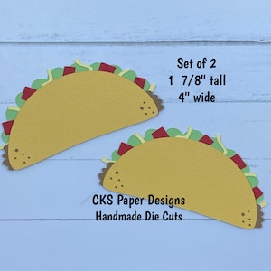 Handmade Paper Die Cut Set of 2 TACOS Scrapbook Page Embellishments Cks ...