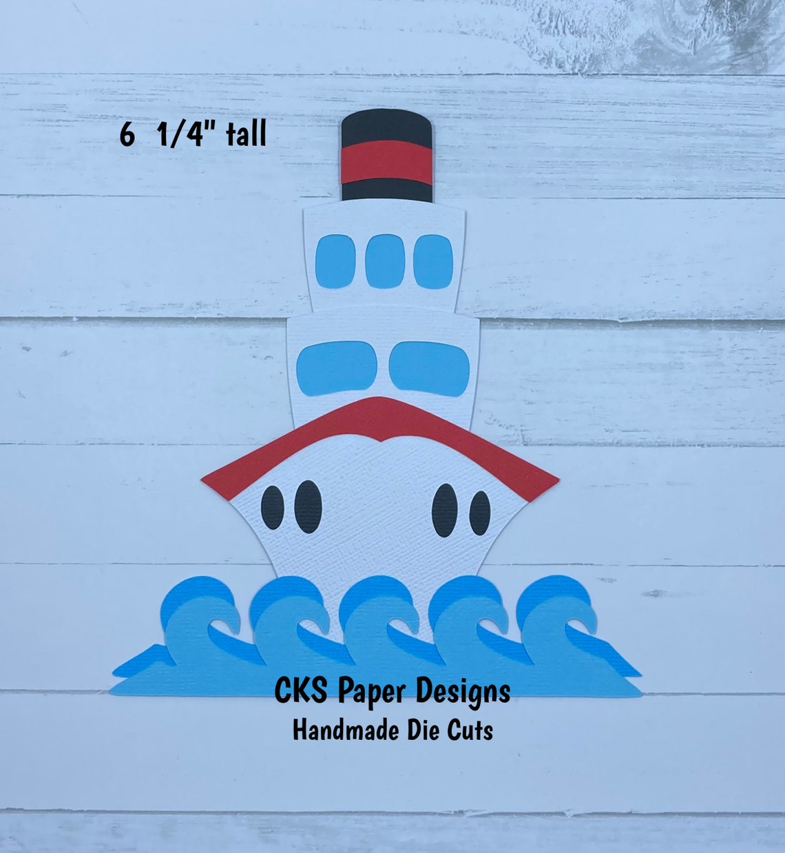 Handmade Paper Die Cut CRUISE SHIP Front View Scrapbook Page ...