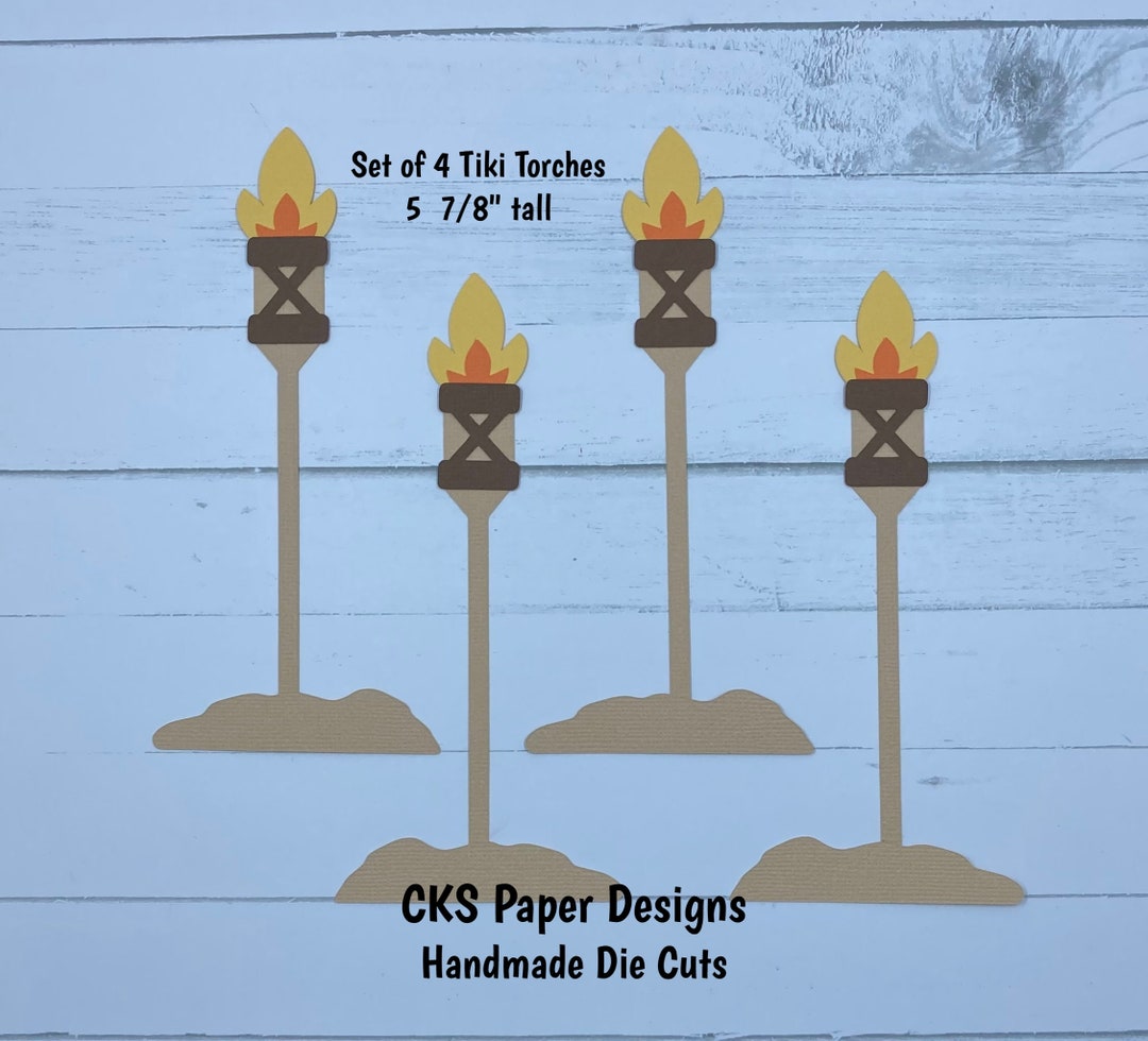 Handmade Paper Die Cut TIKI TORCHES Set of 4 Scrapbook Page ...