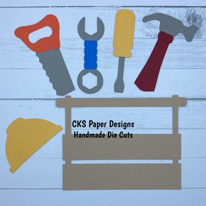 Handmade Paper Die Cut TOOL BOX & TOOLS Scrapbook Page Embellishments ...