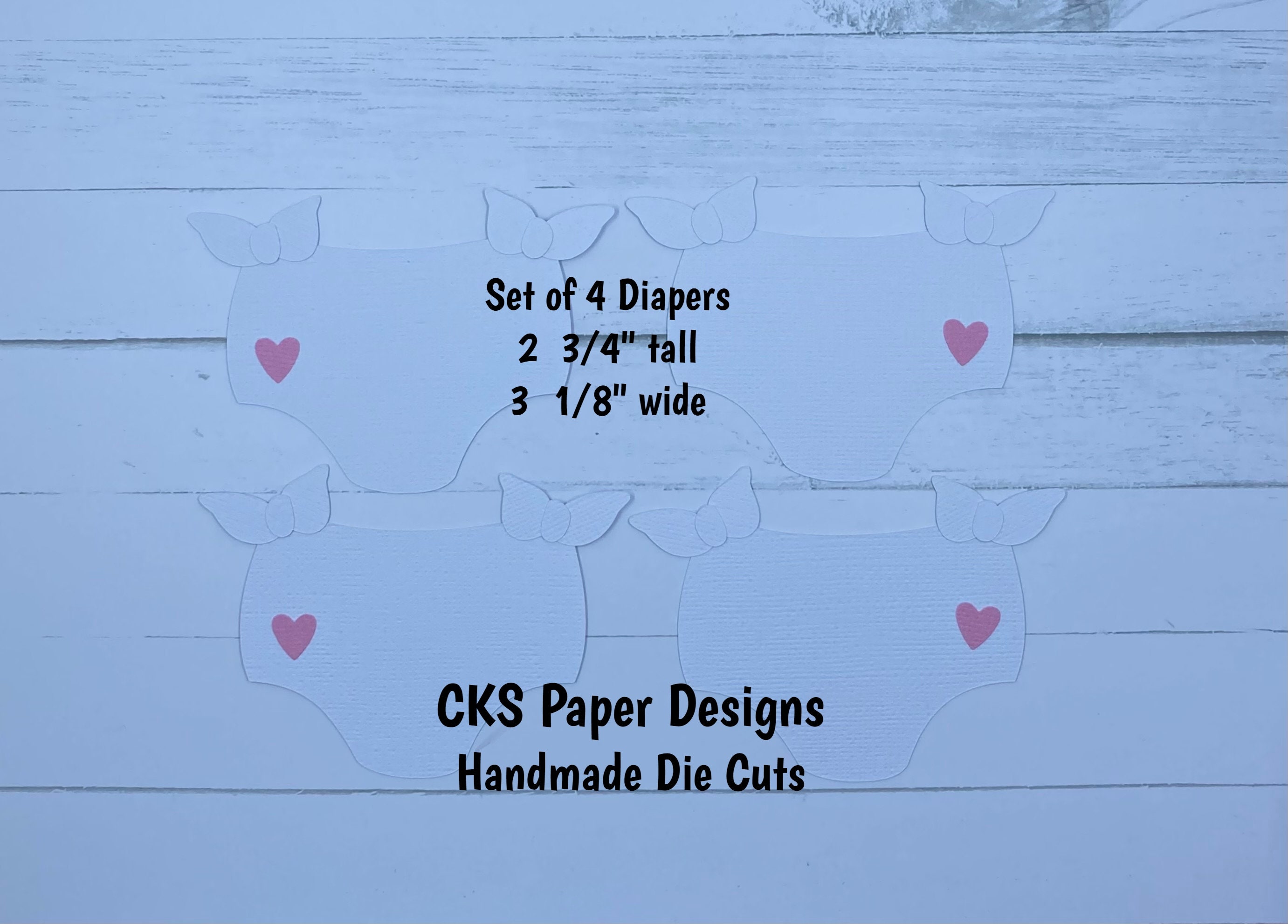 Handmade Paper Die Cut BABY GIRL DIAPERS Set of 4 Scrapbook Page ...