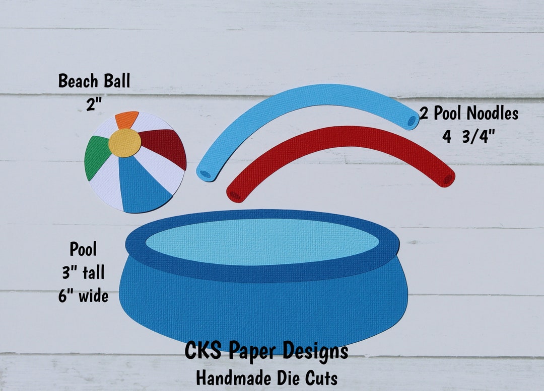 Handmade Paper Die Cut SWIMMING POOL Toys #3 Scrapbook Page ...